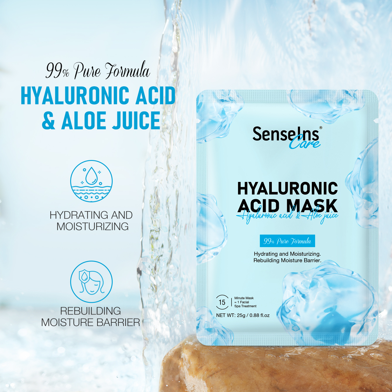 SenseInsCare hyaluronic acid face mask 25g deep moisturizing hydrating ...